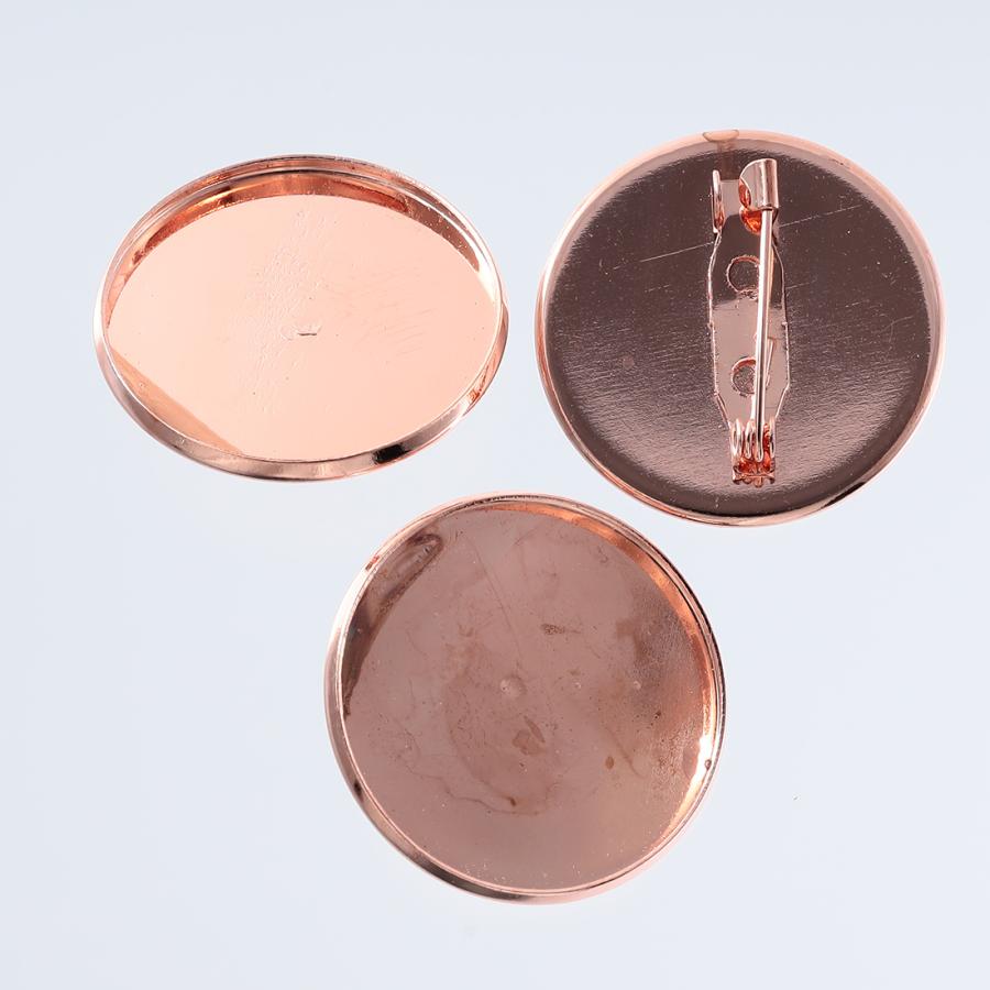 ブローチピン 台座 付き 20個 25mm台座 ピンクゴールド ブローチ 金具 ミール皿 セッティング台座 ハンドメイド アクセサリー パーツ ...