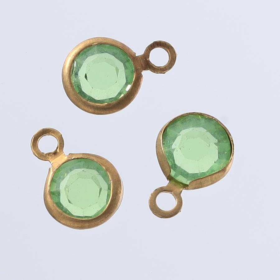 チャーム 丸 6mm ガラスストーン 50個 カン付き グリーン 緑 ラウンド アクセサリートップ まる アクセサリー パーツ AP2073 ...