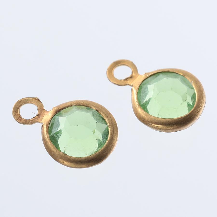 チャーム 丸 6mm ガラスストーン 50個 カン付き グリーン 緑 ラウンド アクセサリートップ まる アクセサリー パーツ AP2073 ...