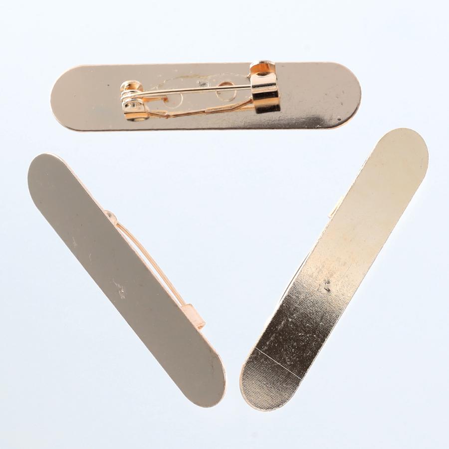 ブローチピン 台座 付き ゴールド KC金 20個 40mm横長平台座 ブローチ 金具 セッティング 台 アクセサリー パーツ AP2083 ...