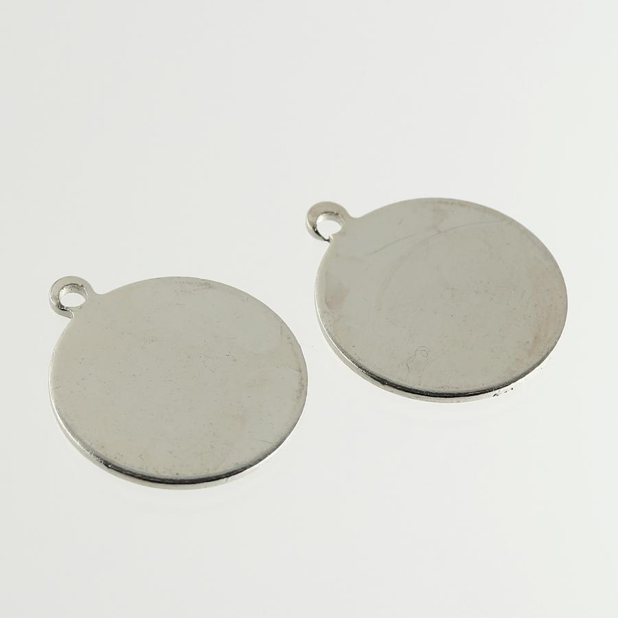 メタルパーツ プレート 丸 18mm シルバー 20個 カン付き カボション貼り付け セッティング 台座 アクセサリー 金具 AP2203 ...