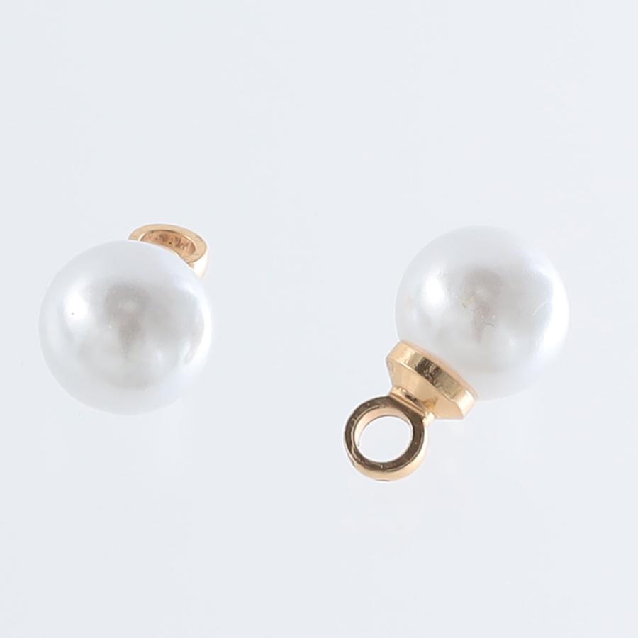 パールチャーム プラ製 丸 5mm 20個 カン付き ホワイト 金具ゴールドKC金 ハンドメイド アクセサリー パーツ AP2235 ...