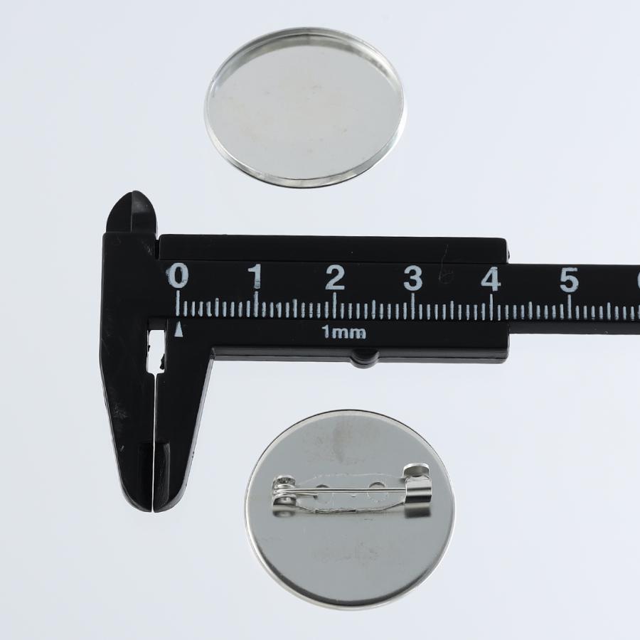 ブローチピン 台座 付き シルバー 25mm 丸皿 ふち有 20個 ブローチ 金具 セッティング台 アクセサリー パーツ AP2257 ...