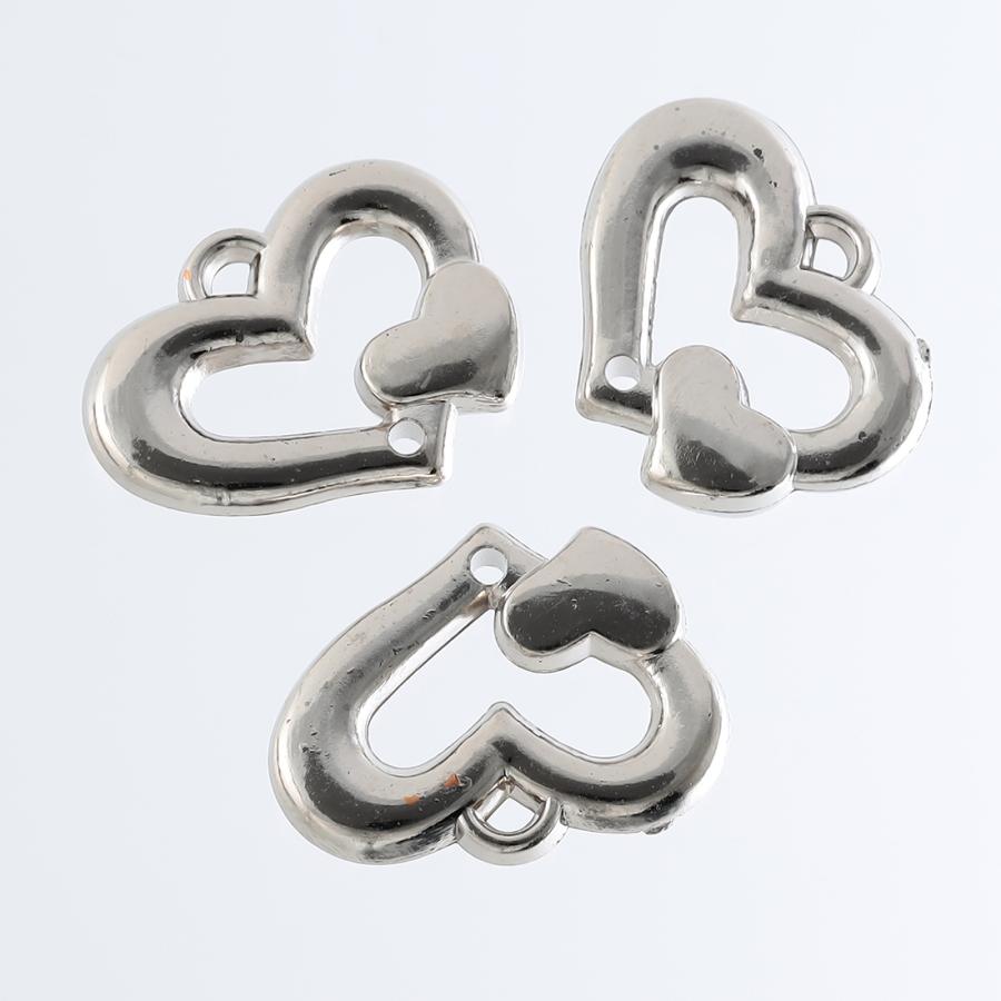 チャーム ハート シルバー 20個 カン付き 通し穴有 プラ製 アクセサリートップ ハンドメイド パーツ AP2295 : ファイニエ ...