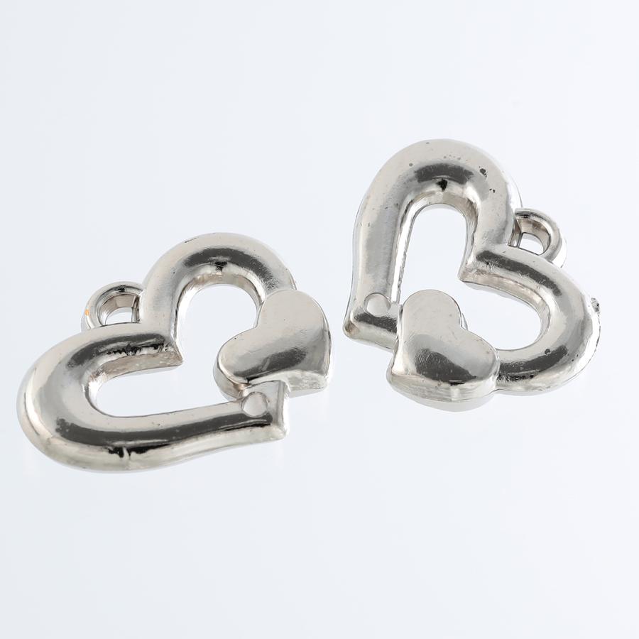 チャーム ハート シルバー 20個 カン付き 通し穴有 プラ製 アクセサリートップ ハンドメイド パーツ AP2295 : ファイニエ ...