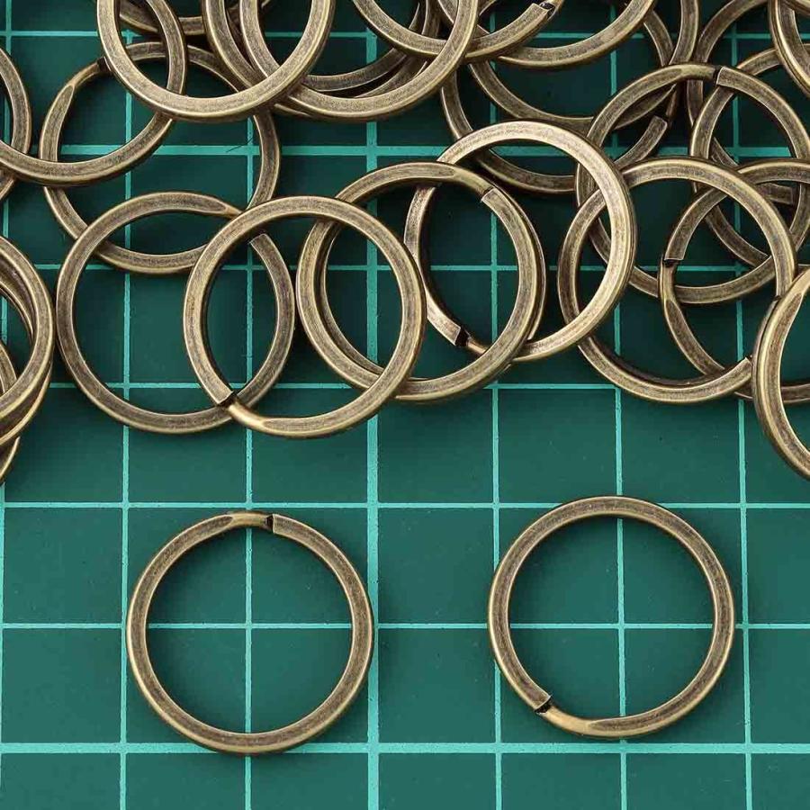 平キーリング 20mm 50個 アンティーク 金古美 二重リング キーホルダー ストラップ パーツ ハンドメイド 金具 AP2335 ...