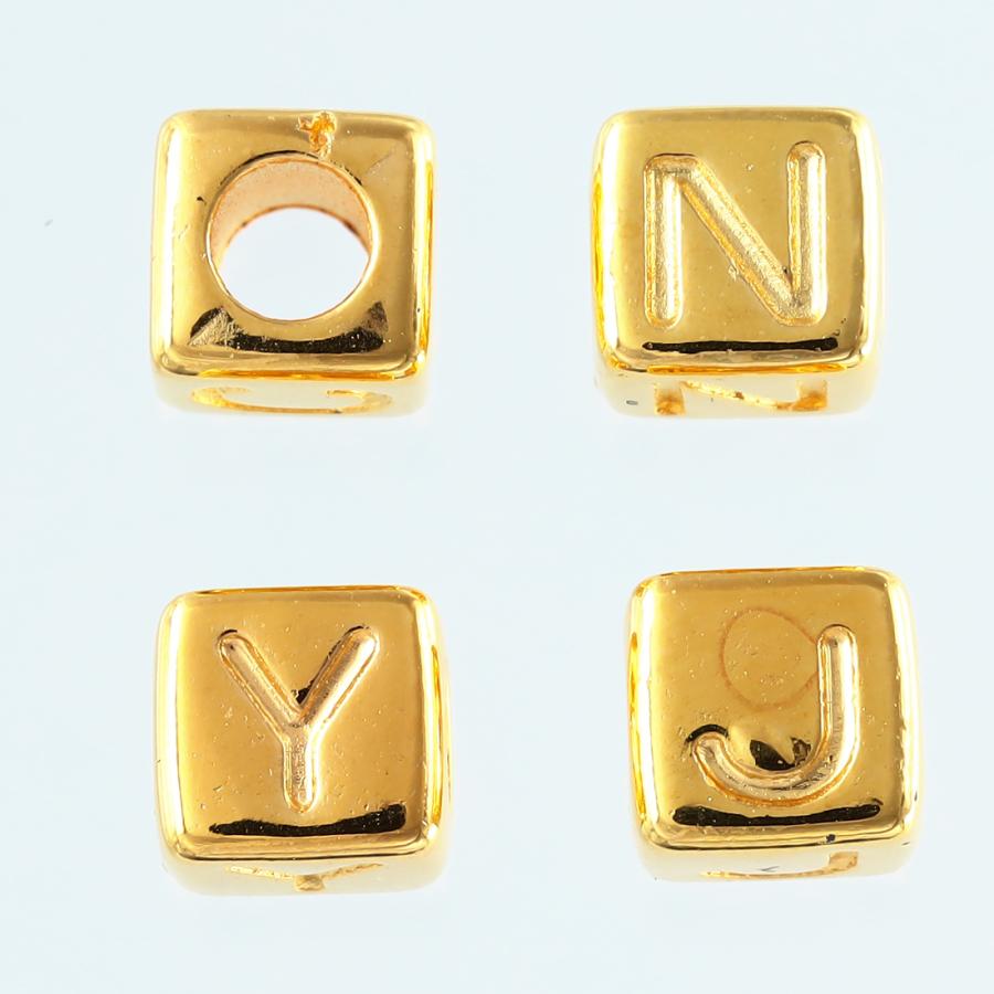 アルファベット ビーズ キューブ ゴールド 7mm 300個 アクセサリー パーツ CCBプラスチック 手芸 ハンドメイド AP2348 ...