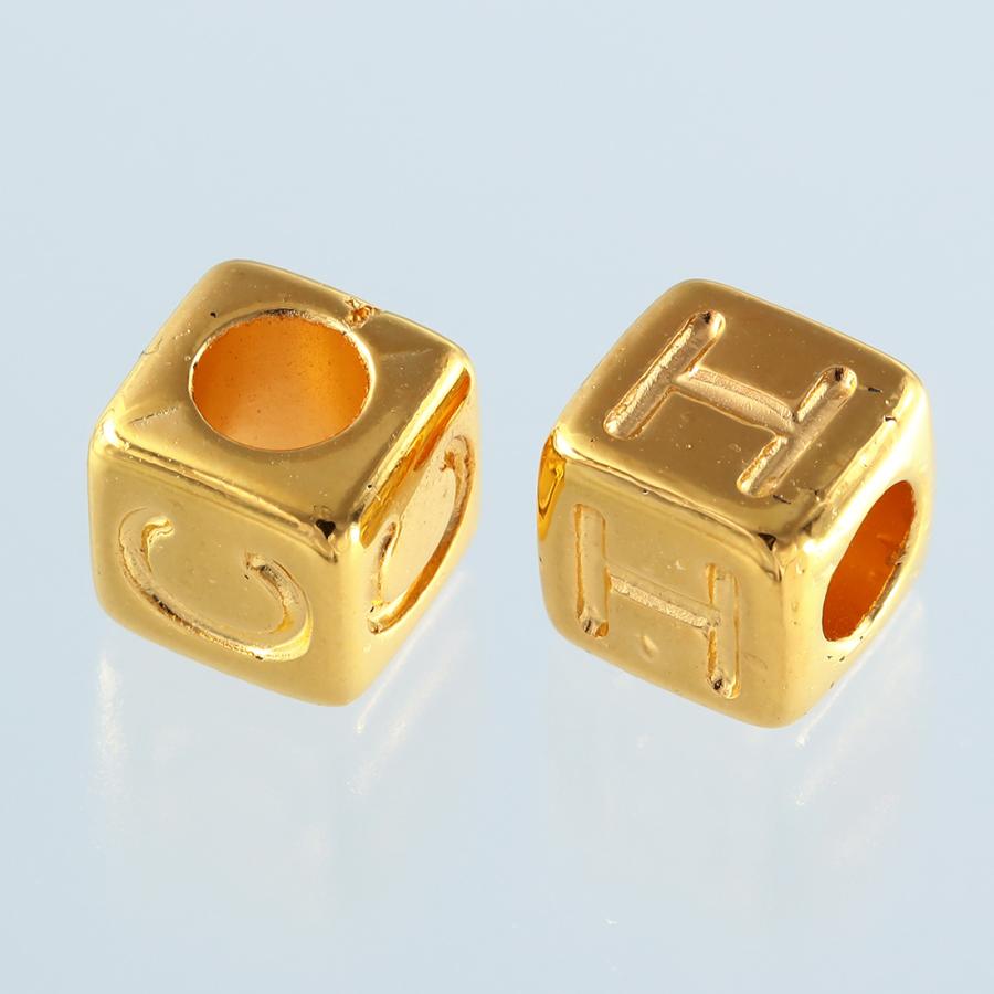 アルファベット ビーズ キューブ ゴールド 7mm 300個 アクセサリー パーツ CCBプラスチック 手芸 ハンドメイド AP2348 ...