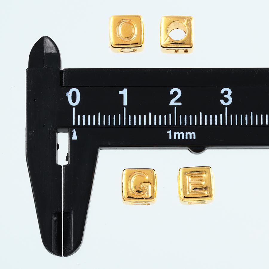 アルファベット ビーズ キューブ ゴールド 7mm 300個 アクセサリー パーツ CCBプラスチック 手芸 ハンドメイド AP2348 ...