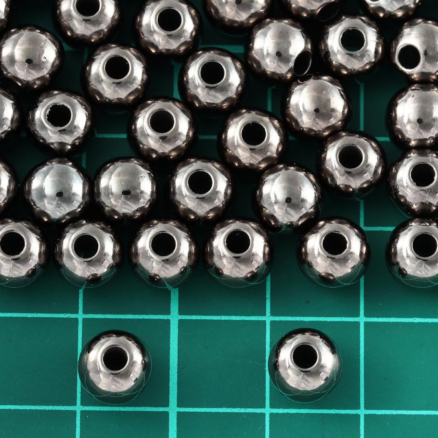 ビーズ 8mm 丸 ガンメタリック プラ製 200個 両穴有 軽い CCBプラスチック アクセサリー パーツ AP2379 : ファイニエ ...