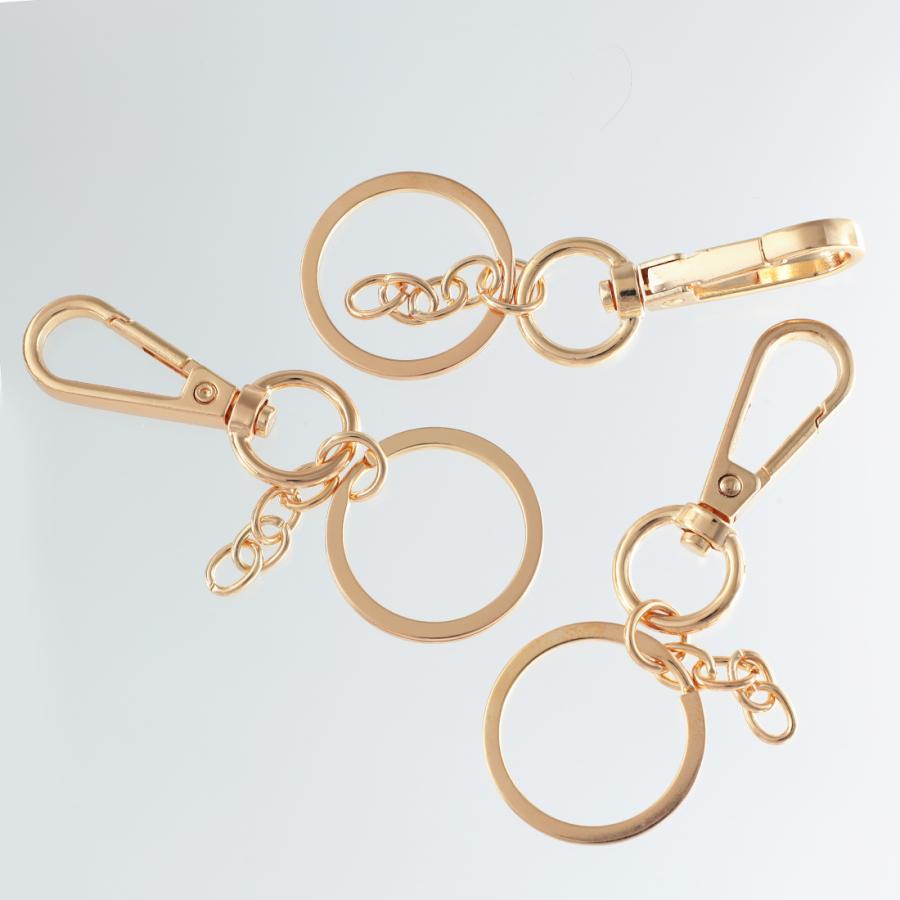 キーホルダー 金具 ゴールド KC金 20個 ナスカン 大きめ 平キーリング 丸カン チェーン付き アクセサリー パーツ ハンドメイド 手芸 ...