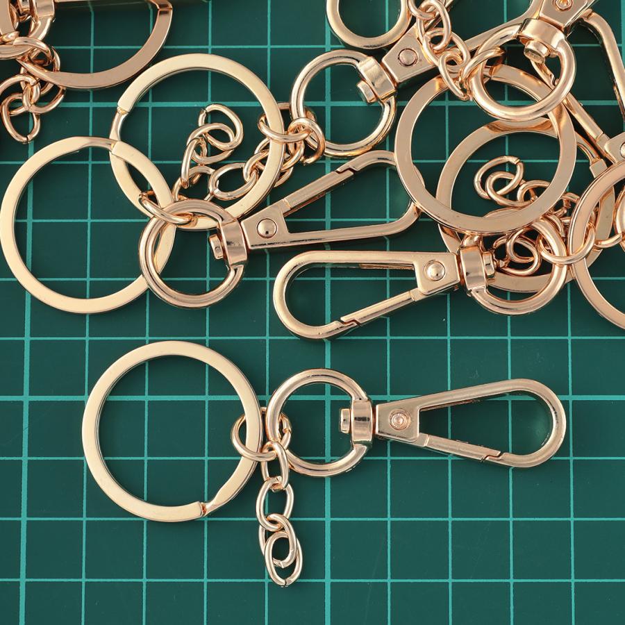 キーホルダー 金具 ゴールド KC金 20個 ナスカン 大きめ 平キーリング 丸カン チェーン付き アクセサリー パーツ ハンドメイド 手芸 ...