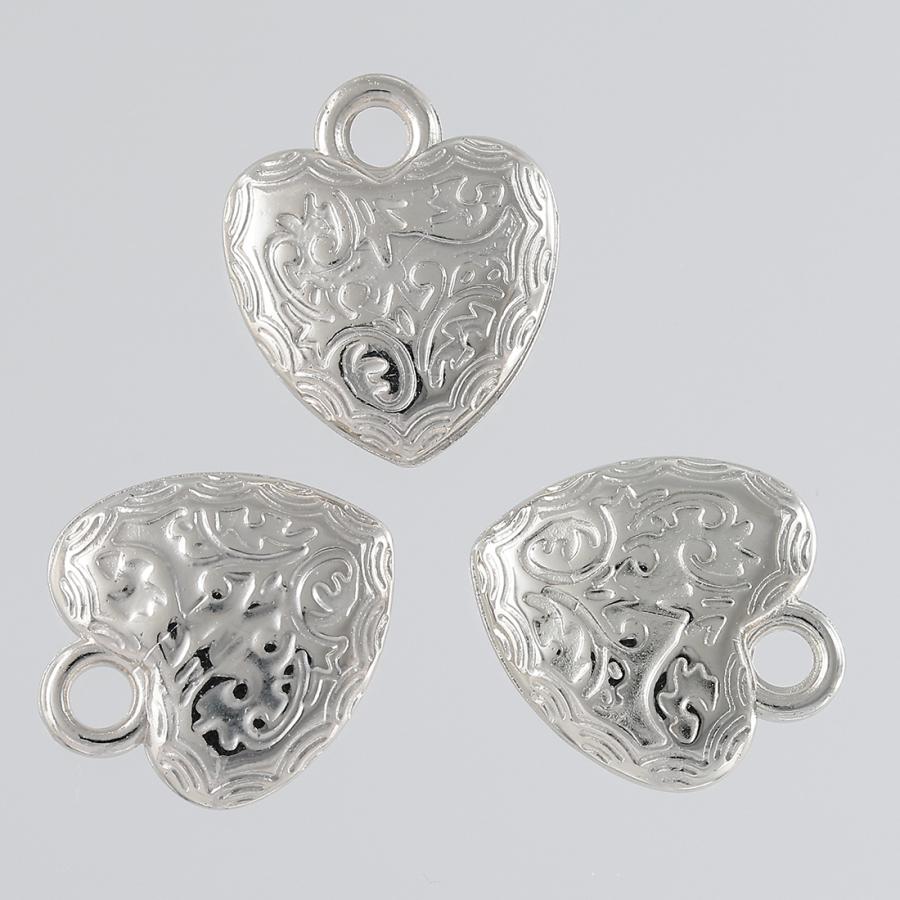 チャーム ハート シルバー アンティーク 模様有 40個 プラ製 カン付き アクセサリートップ パーツ AP2469 : ファイニエ - 通販 ...
