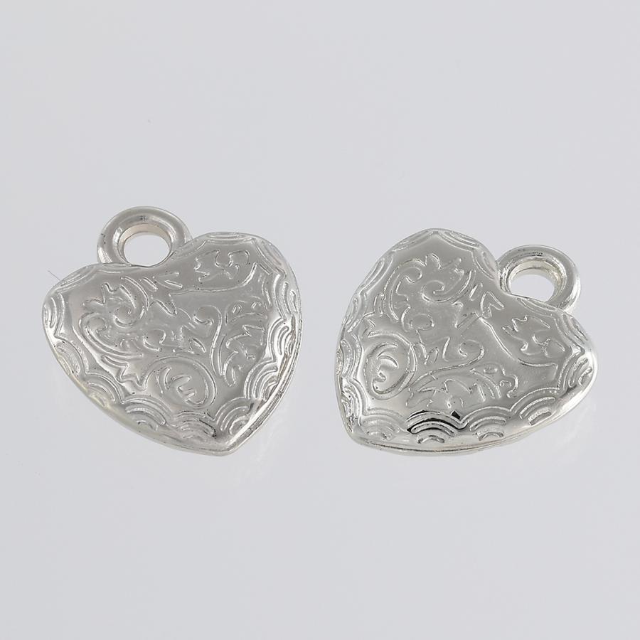 チャーム ハート シルバー アンティーク 模様有 40個 プラ製 カン付き アクセサリートップ パーツ AP2469 : ファイニエ - 通販 ...