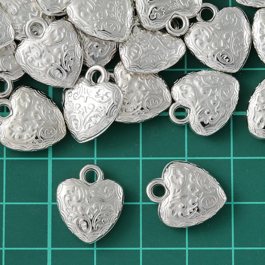 チャーム ハート シルバー アンティーク 模様有 40個 プラ製 カン付き アクセサリートップ パーツ AP2469 : ファイニエ - 通販 ...