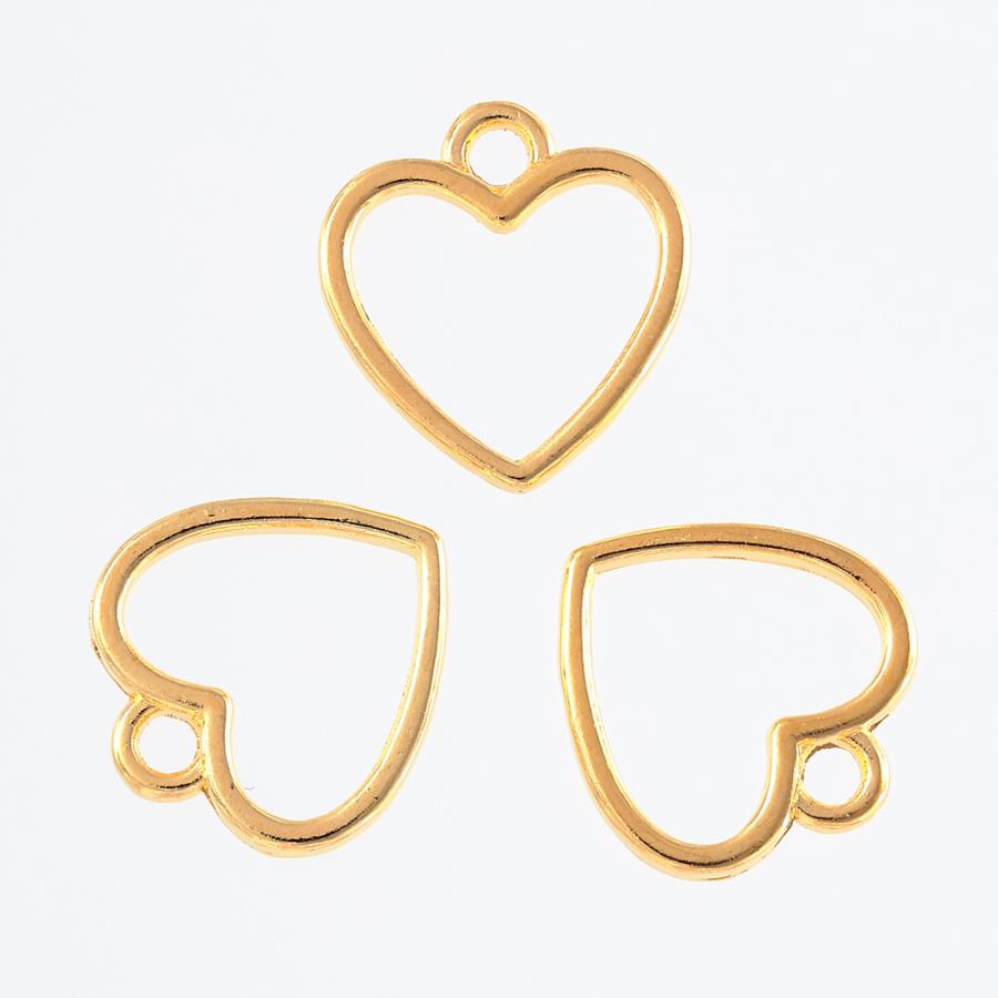 チャーム ハート ゴールド 小さめ 40個 カン付き レジン枠にも アクセサリー パーツ ハンドメイド 手芸 AP2496 : ファイニエ ...