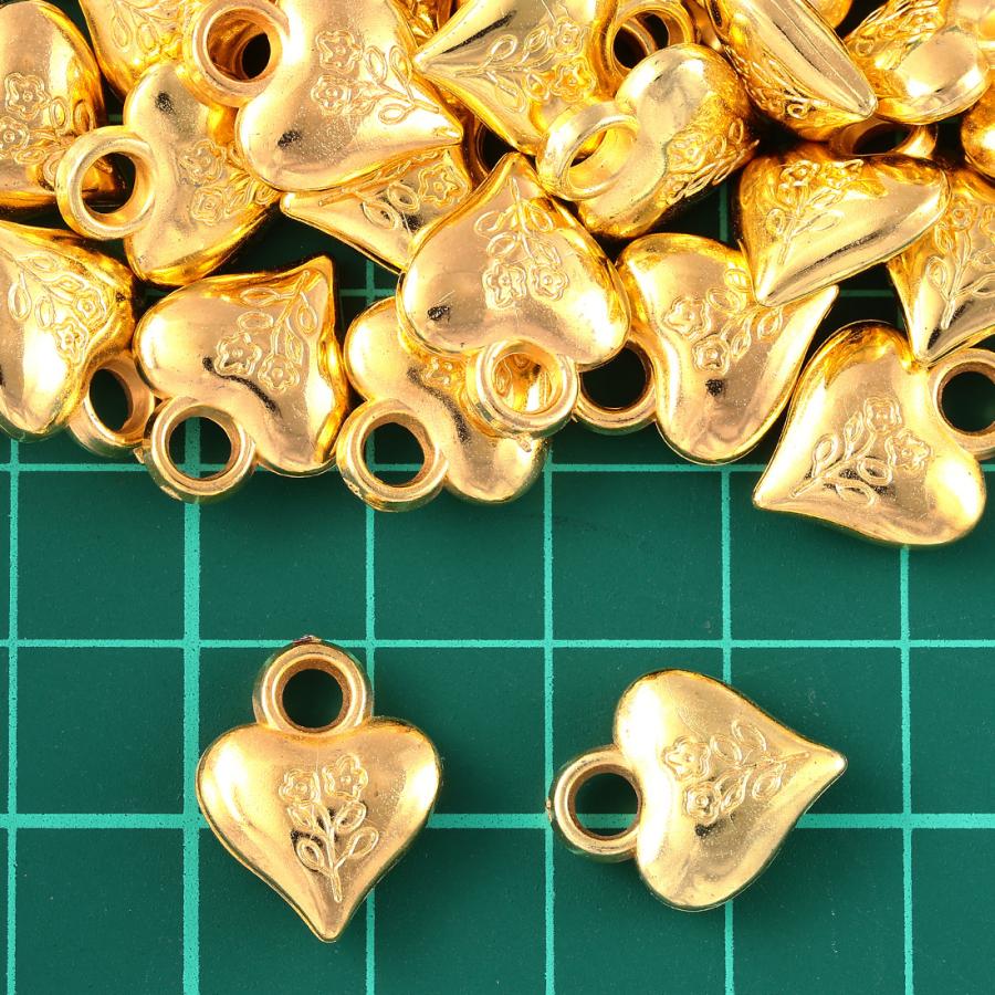 チャーム ハート ゴールド 小さめ 40個 カン付き レジン枠にも アクセサリー パーツ ハンドメイド 手芸 AP2496 : ファイニエ ...