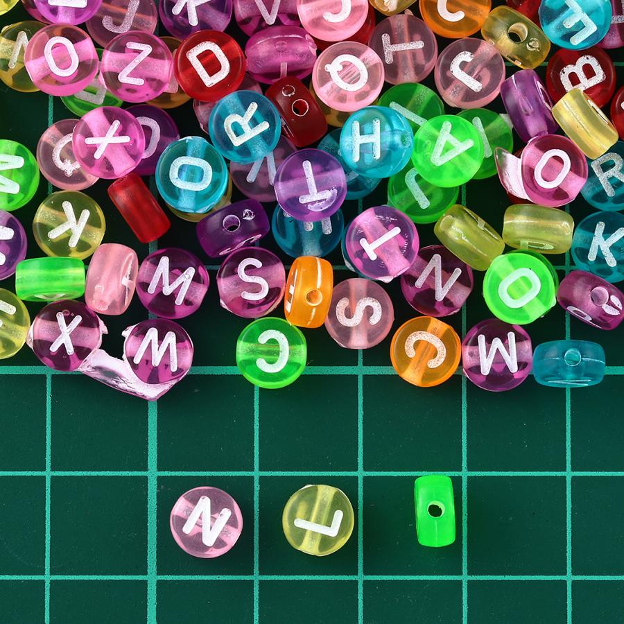 アルファベット ビーズ 丸 カラフル ミックス 透け感有 7mm 500個 セット アクセサリー パーツ AP2645 : ファイニエ ...