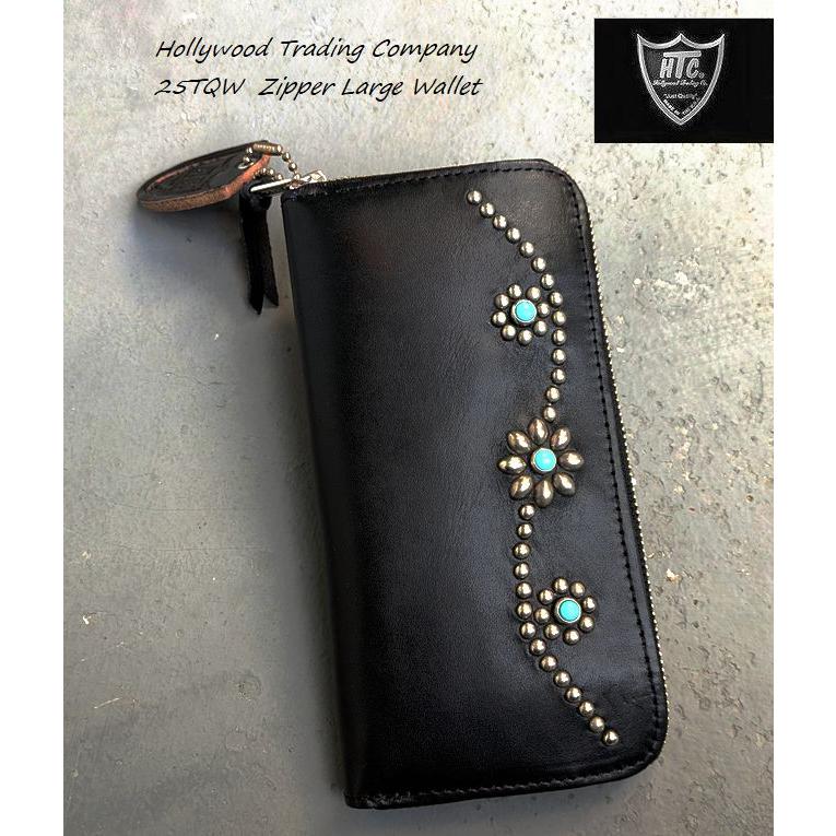 HTC HTC #25 TQW 別注モデル フローラル ターコイズ ジッパー ラージ スタッズウォレット 長財布 アメリカ製 ハリウッド ...