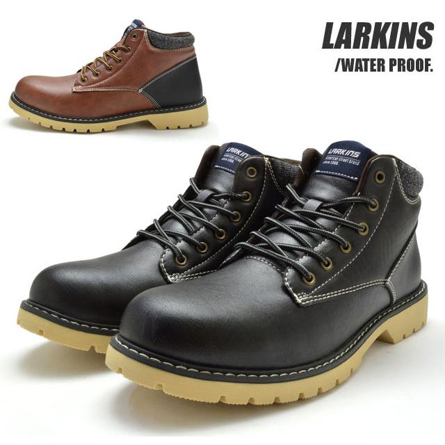 LARKINS 【送料無料(北海道、沖縄除く)】 アウトレット ラーキンス L-6300 ワークブーツ アウトドアシューズ 防水 防滑 メンズ 靴 ブラック ダークブラウン : シューズ ...