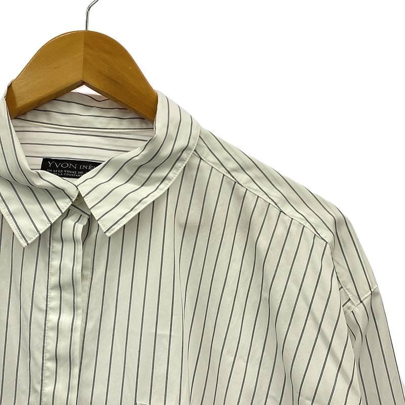 YVON INED N.vague / イヴォン イネド ヌーヴェルヴァーグ | コットン ポリエステル ストライプ ワイド シャツ 9 ホワイト/ネイビー : KLD ヤフーショッピング店 ...