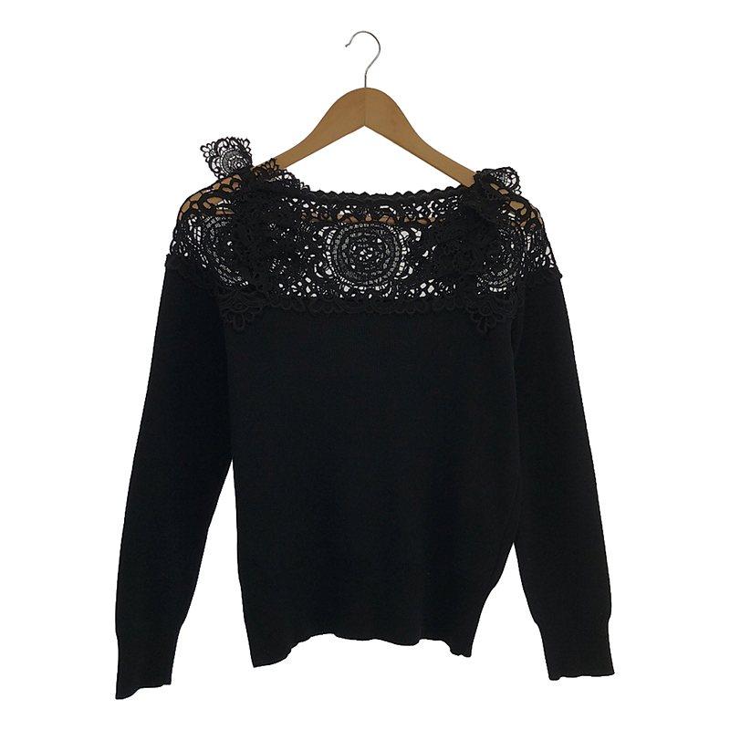 sacai / サカイ | 2018SS コットンレース エルボーパッチニット 2 ブラック レディース : KLD ヤフーショッピング店 - 通販 - Yahoo!ショッピング