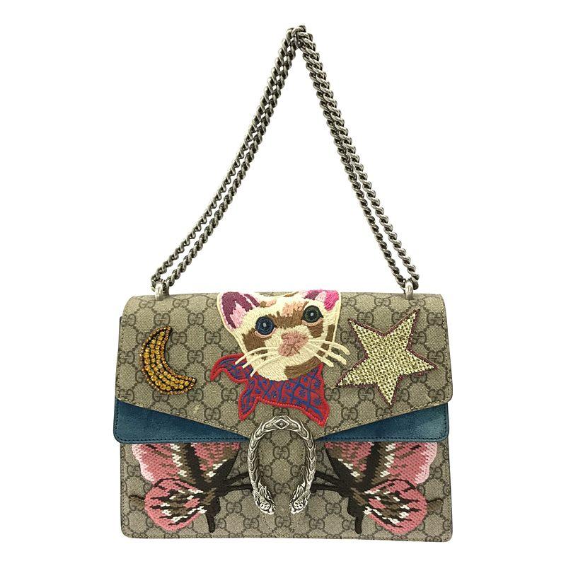 GUCCI / グッチ | 403348 ディオニュソス GGスプリーム PVC×スエード 刺しゅう チェーン ショルダーバッグ ベージュ×マルチカラー : KLD ヤフーショッピング店 ...
