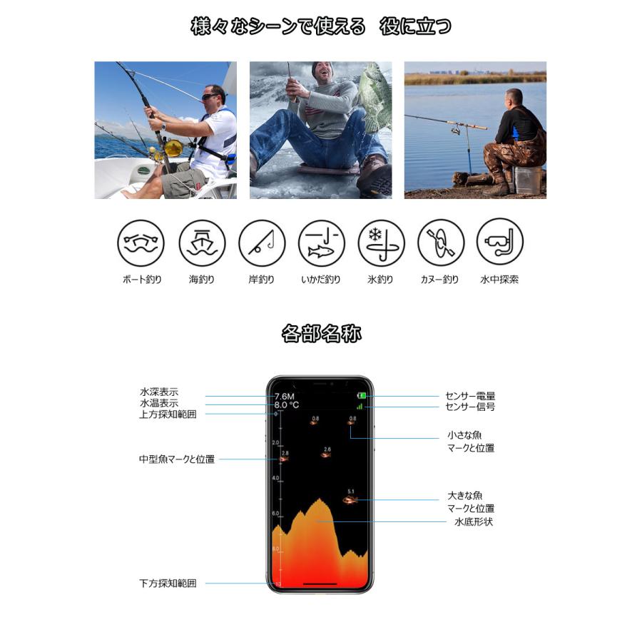 卸売B2B LUCKYLAKER 魚群探知機 150m ポータブル ワイヤレス Wi-Fi