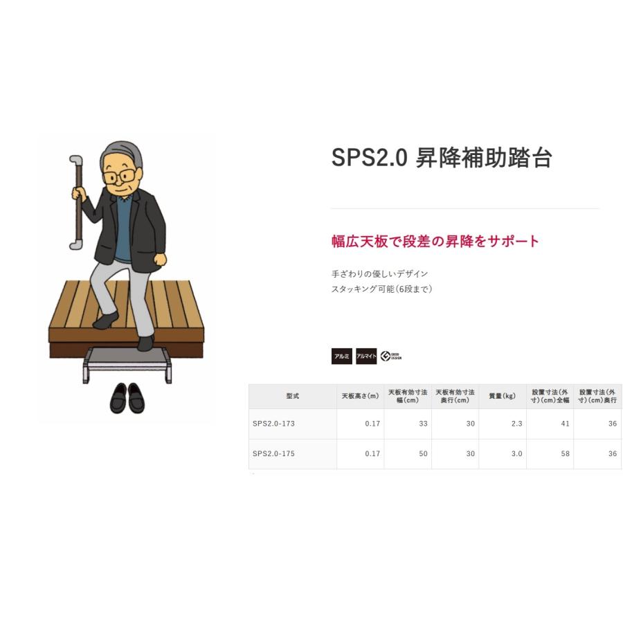 【代引不可】幅広天板で段差の昇降をサポート! 長谷川工業 ハセガワ SPS2.0 昇降補助踏台 SPS2.0-175 [HSG000306 ...