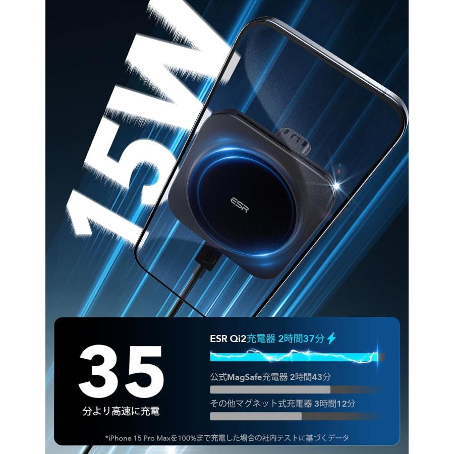 ESR HaloLock車載磁気 ワイヤレス 充電器 MagSafe充電器 magsafe 車載 磁気吸着 自動位置調節 丈夫なエアコン噴出口クリップ iPhone 14/13/12シリーズ ...
