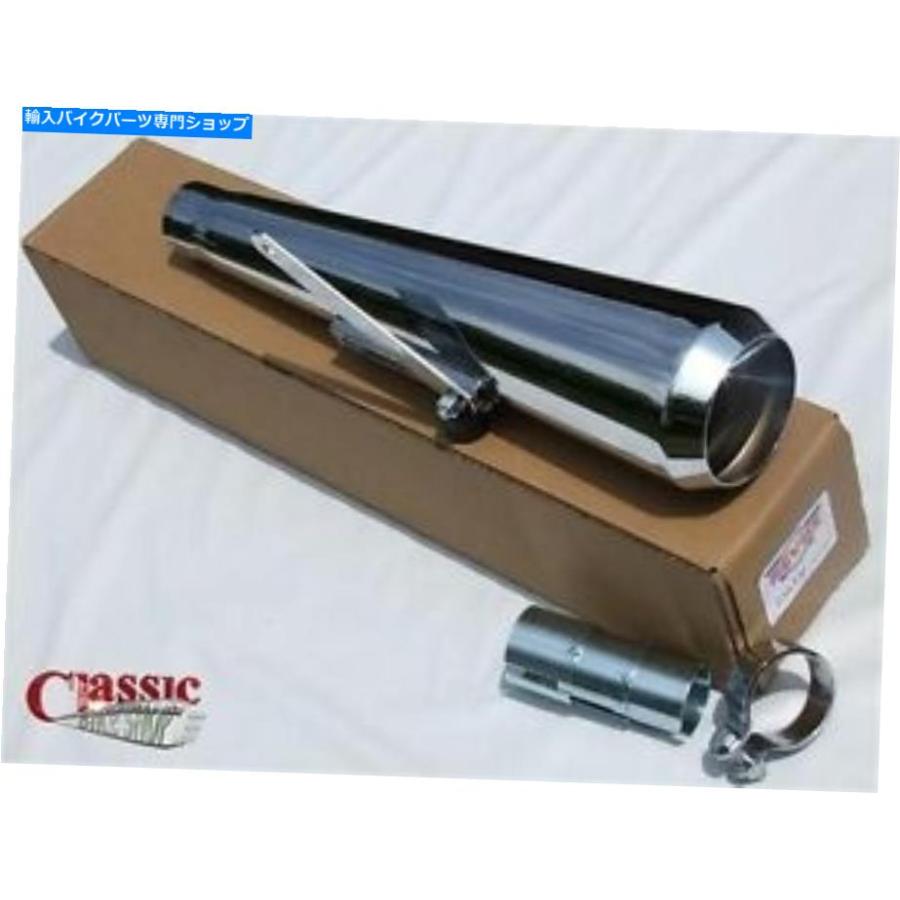 マフラー マフラーイギリスのカフェレーサーのコマンドオープンリバースコーン排気クロム Muffler British Cafe Racer Commando OPEN reverse cone ...