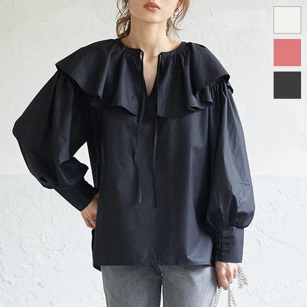 KOBE LETTUCE ブラウス レディース トップス 長袖 秋冬 ビッグカラー フェミニン 前後2way リボン C5615 : 神戸 ...