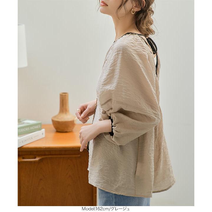 KOBE LETTUCE シアーパイピングブラウス シャツ レディース 長袖 KOBE LETTUCE シアーパイピングブラウス シャツ レディース 長袖