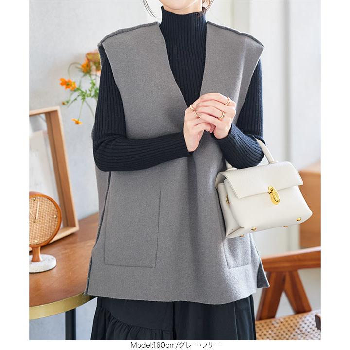 KOBE LETTUCE ベスト ジレ レディース 50代 40代 30代 リバーシブル 2way Vネック フェイクファーベストC6868 : 神戸レタスKOBELETTUCE - 通販 ...