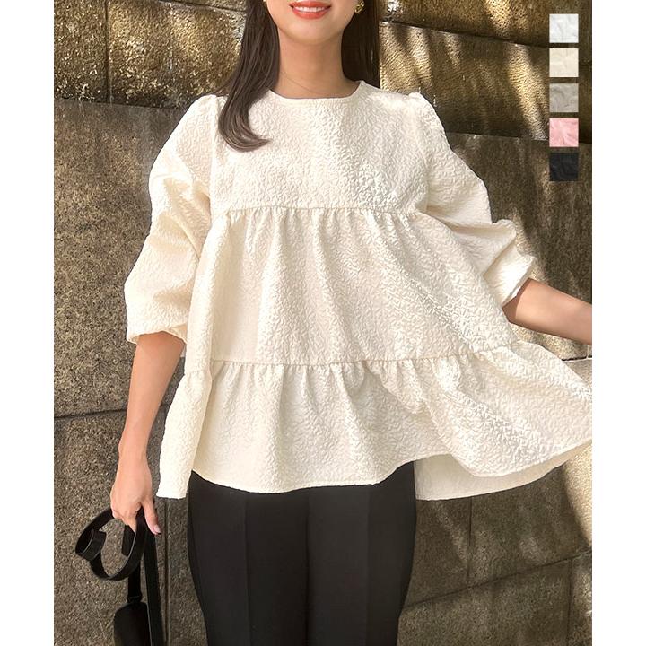 KOBE LETTUCE ブラウス ティアード 50代 40代 30代 長袖 オフィス 白 きれいめ ジャガード C6914 : 神戸レタスKOBELETTUCE - 通販 - Yahoo ...