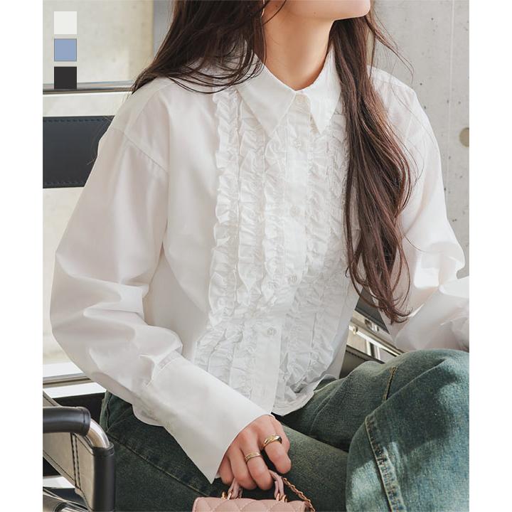 KOBE LETTUCE シャツ レディース ブラウス ショート丈 ギャザー フリル 40代 30代 50代 トップス C7426 : 神戸レタスKOBELETTUCE - 通販 ...