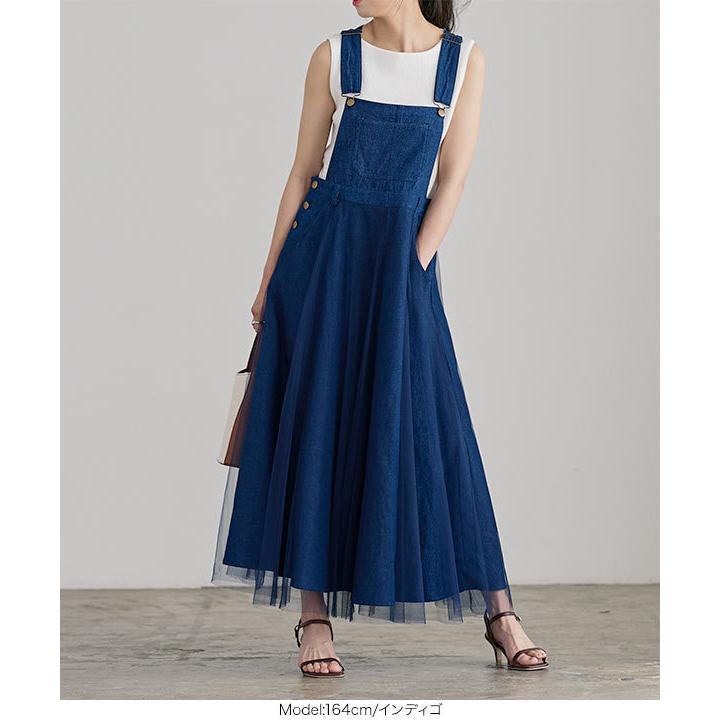 ジャンスカ ワンピース チュール デニム スカート ドッキング フレア レディース E2431 :E2431:神戸レタスKOBELETTUCE - 通販 - Yahoo!ショッピング