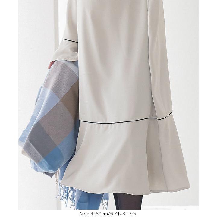 KOBE LETTUCE ワンピース レディース 冬 ゆったり 体型カバー リラックス パイピング ロング フェミニン きれいめ E2973 ...