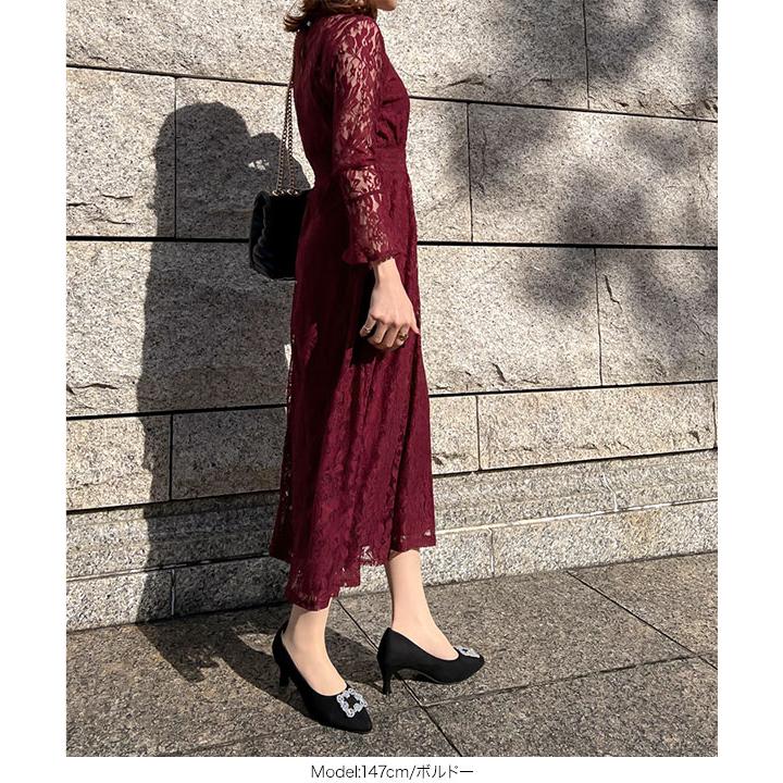 フレアワンピース レディース 長袖 オケージョンドレス インナー セット 30代 40代 50代 総レース ワンピース 低身長 E3221 : 神戸レタスKOBELETTUCE - 通販 ...