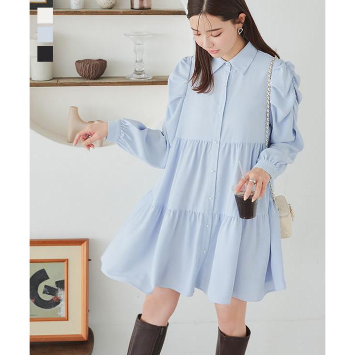 KOBE LETTUCE ワンピース ミニ チュニック レディース 長袖 40代 50代 30代 春 ブラウス ロング E3374 : 神戸レタスKOBELETTUCE - 通販 ...