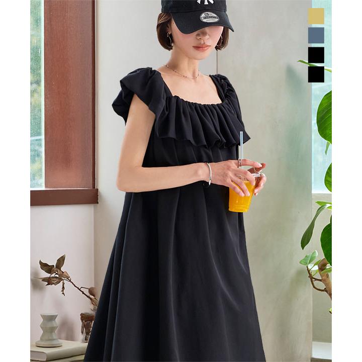 KOBE LETTUCE ワンピース レディース Aライン 2way フリル 30代 40代 50代 夏 春 フリルスリーブ ゆったり リラックス E3465 : 神戸レタス ...