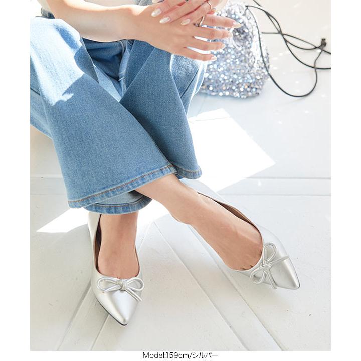 フラットパンプス レディース 靴 シューズ ぺたんこ ローヒール リボン ポインテッドトゥ 春 I2608 : i2608 : 神戸レタス ...