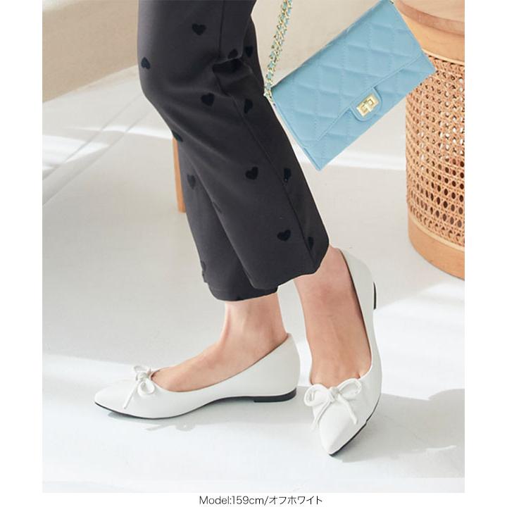 フラットパンプス レディース 靴 シューズ ぺたんこ ローヒール リボン ポインテッドトゥ 春 I2608 : i2608 : 神戸レタス ...