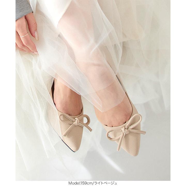 フラットパンプス レディース 靴 シューズ ぺたんこ ローヒール リボン ポインテッドトゥ 春 I2608 : i2608 : 神戸レタス ...