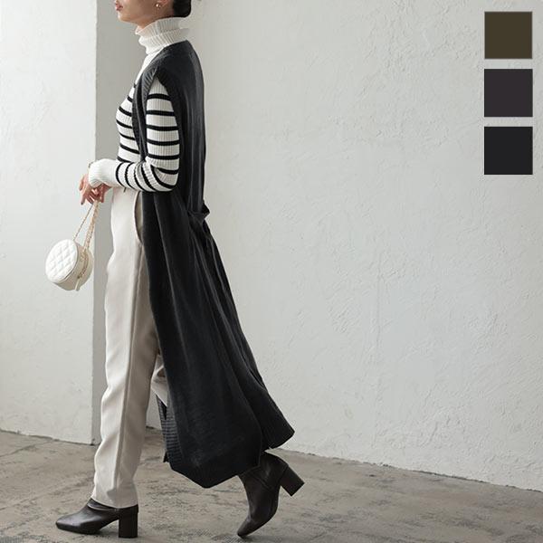 KOBE LETTUCE セール★ ジレ ベスト ロング ロングニット レディース マキシ 羽織り リボン オフィスカジュアル チョッキ K1170送料無料 : 神戸レタス ...