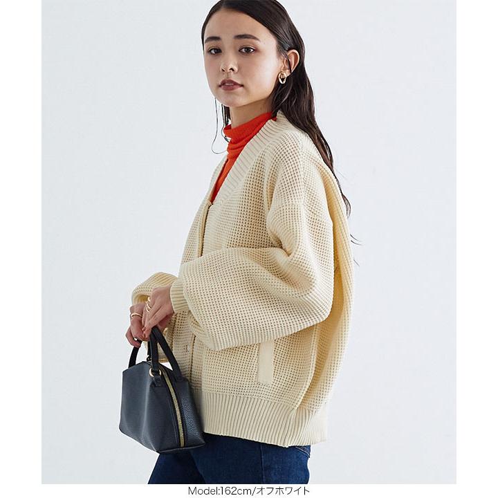 KOBE LETTUCE ブルゾン セーター アウター トップス ニット ワッフルニット 上着 ボリュームスリーブ リブ 着回し スナップ ...