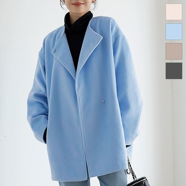 KOBE LETTUCE コート アウター レディース 30代 40代 50代 2022 冬 コクーンコート ノーカラー きれいめ フェイクウールコート K1212 : 神戸レタス ...