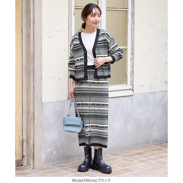 KOBE LETTUCE ニット スカート レディース ロング 秋冬 ウエストゴム ニットアップ ツイード風 ジャガード柄 M3450 ...