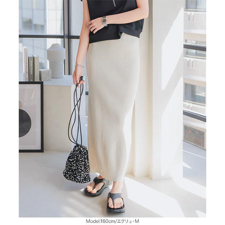 KOBE LETTUCE スカート リブ タイト ロング ストレッチ リブニット 前後2way 50代 40代 30代 M4086 : 神戸レタスKOBELETTUCE - 通販 ...