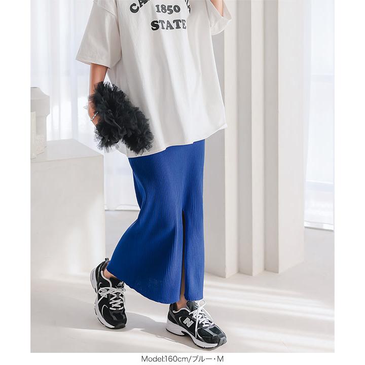 KOBE LETTUCE スカート リブ タイト ロング ストレッチ リブニット 前後2way 50代 40代 30代 M4086 : 神戸レタスKOBELETTUCE - 通販 ...